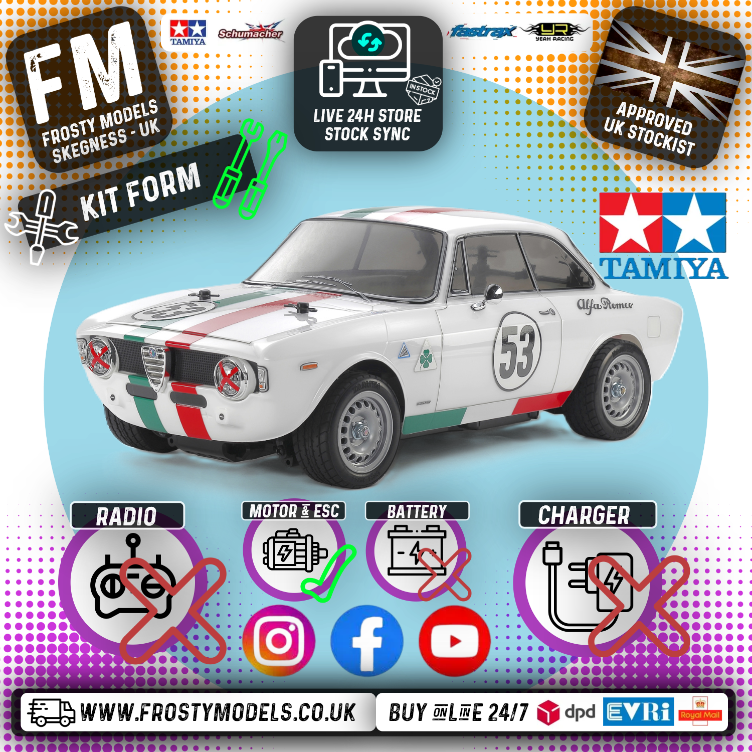 TAMIYA 58732 - RC 1/10 Giulia sprint GTA Club (MB01) FWD/RWD M-CHASSIS – FROSTY MODELS SKEGNESS