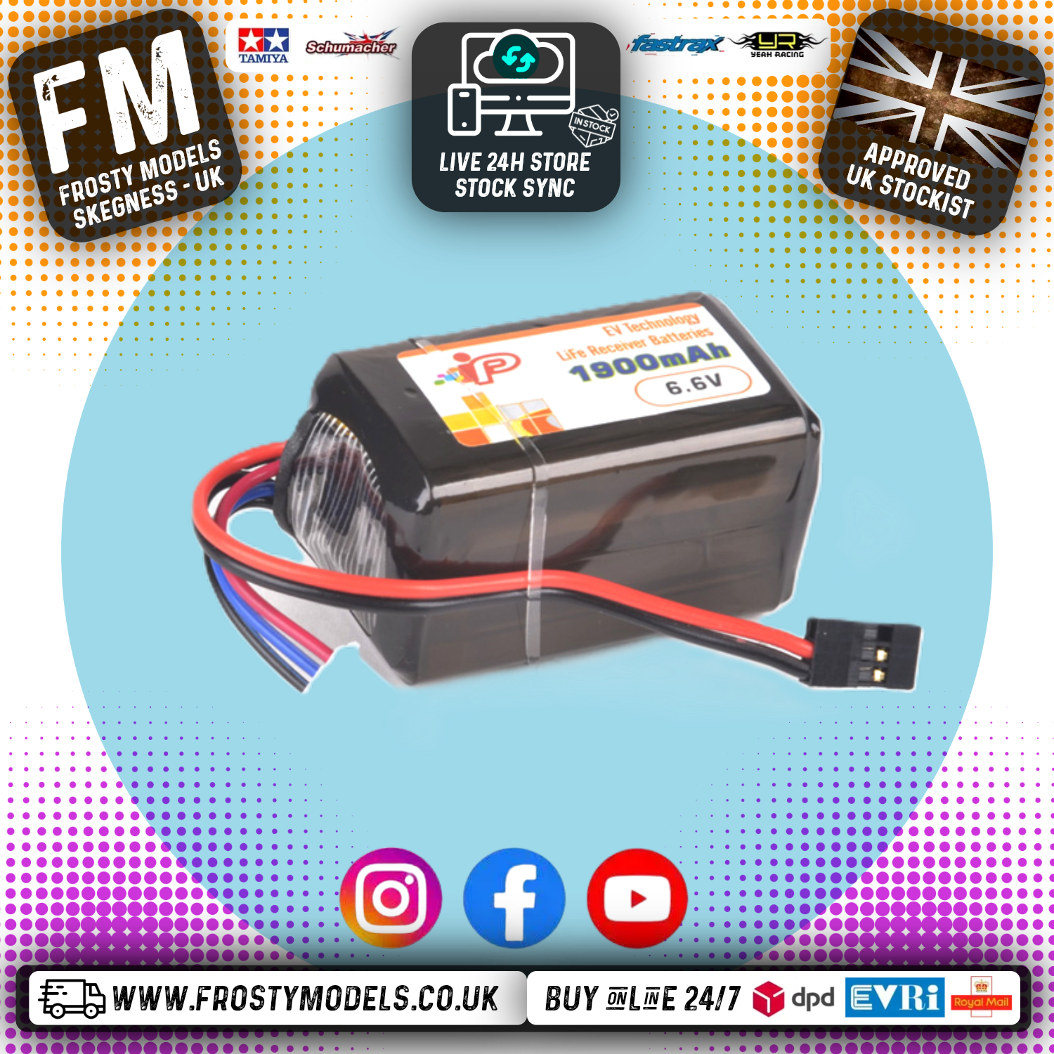 Intellect - Radio TX / Rx LiFe 1900mAh 1C 2S SQ Hump - Size: 32x31.8x5 – FROSTY MODELS SKEGNESS