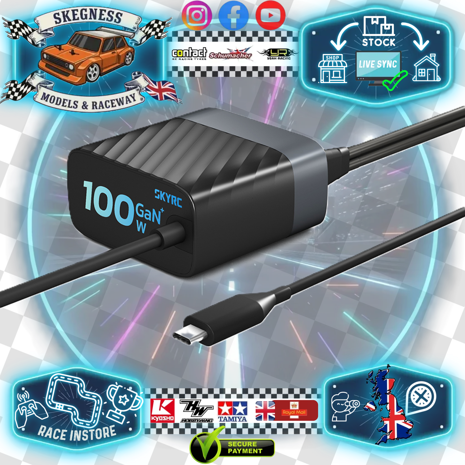 SKY RC - SKY RC PDC100 100W USB FAST Type C GaN Charger - UK Plug- SK ...