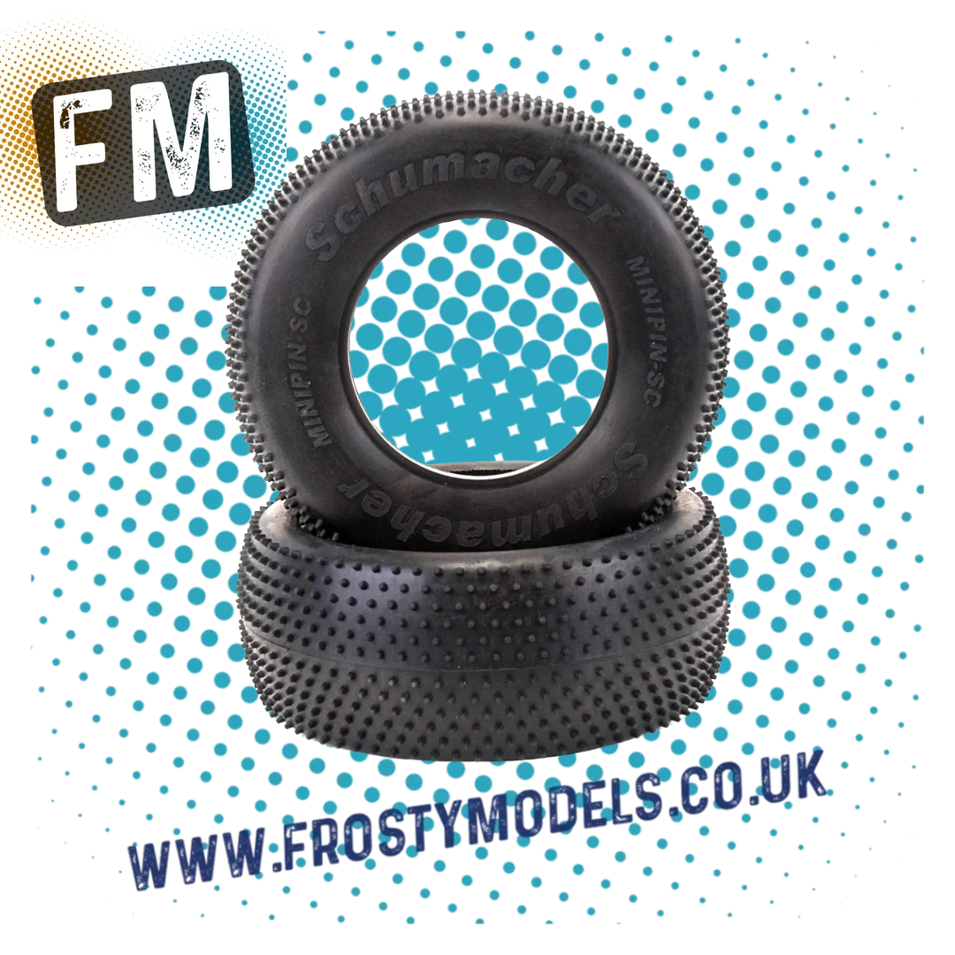 SCHUMACHER 1/10 RC SHORT COURSE TYRE/TIRES - MINI PINS (2PC) - YELLOW ...