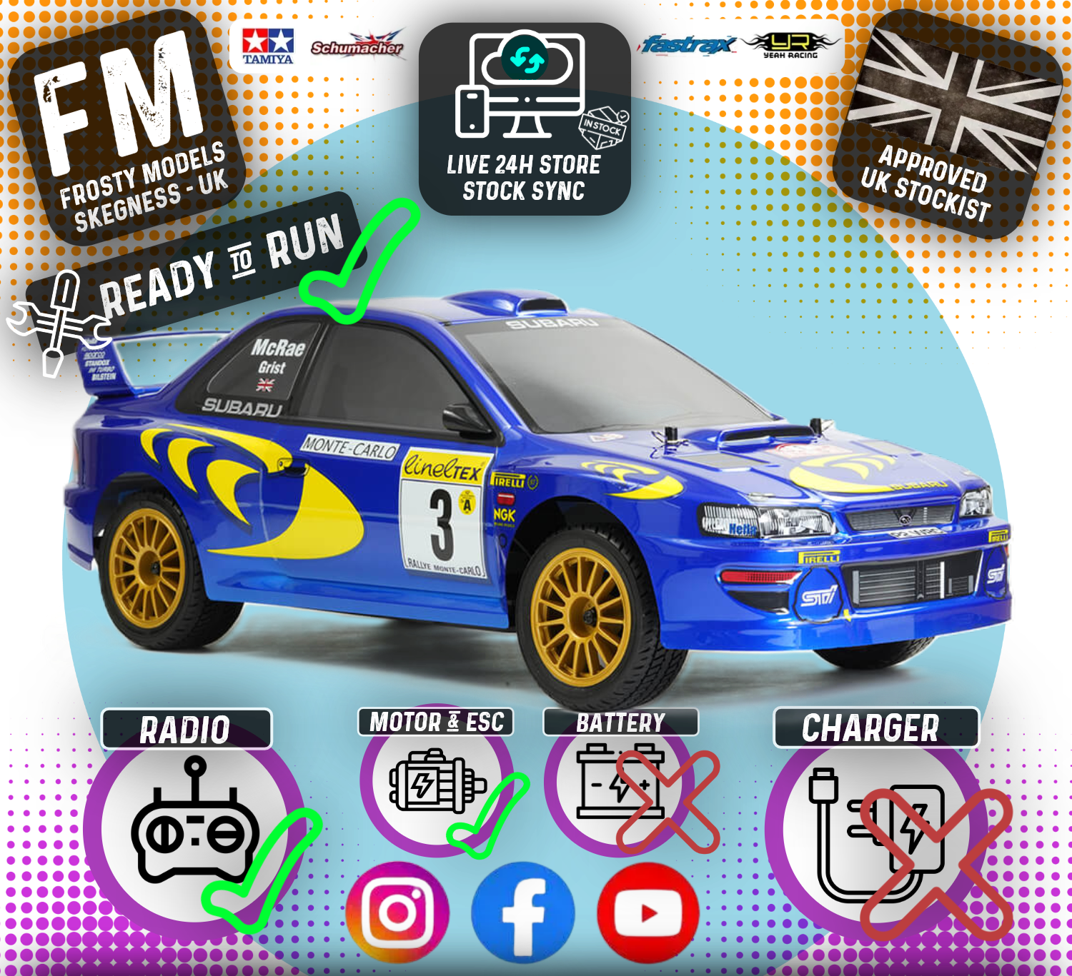 CARISMA - M48S SUBARU IMPREZA WRC 1997 - 1/8th 4wd BRUSHLESS RC Rally ...
