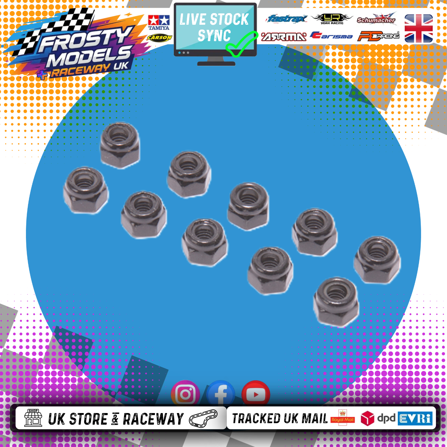 Schumacher - M3 1/12 WHEEL NUTS (5.5mm Socket) - BLACK LOCKNUTS (10PC ...