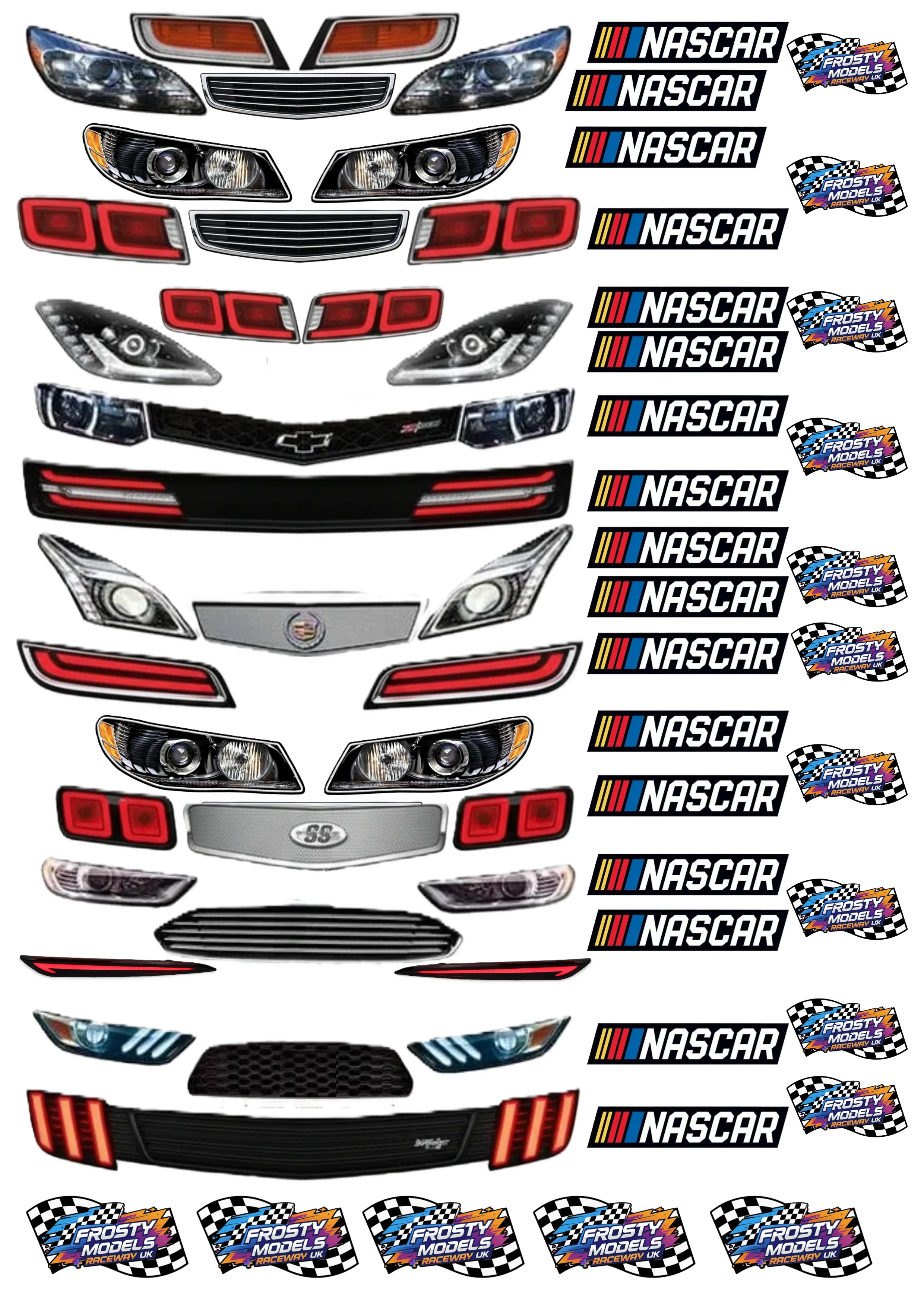 Frosty Models Nascar Sticker Set (1x Headlight, Grills & Taillights, N ...